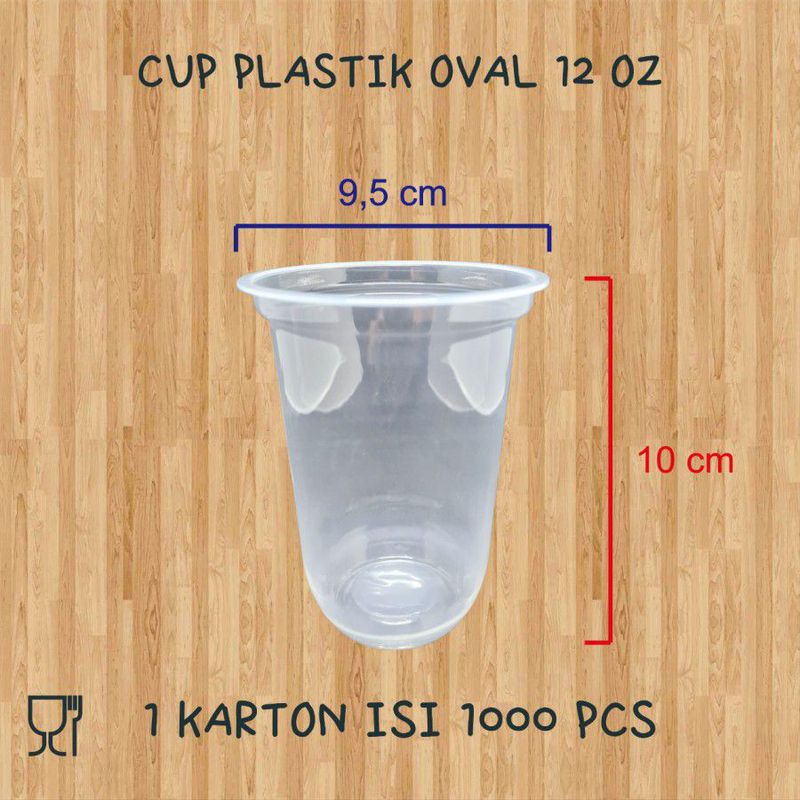 Cup Plastik 12 Oz + Tutup