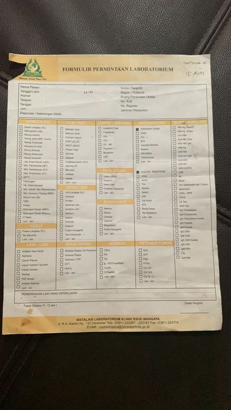 Blanko Laboratorium KOP warna