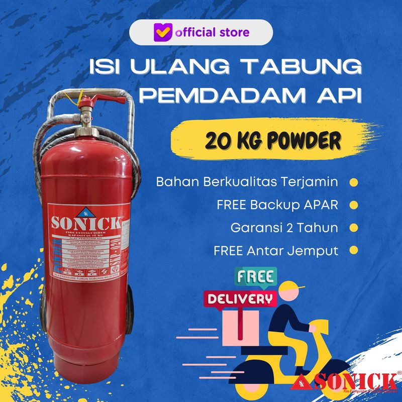Isi Ulang Tabung Pemadam 20 Kg Powder Trolley