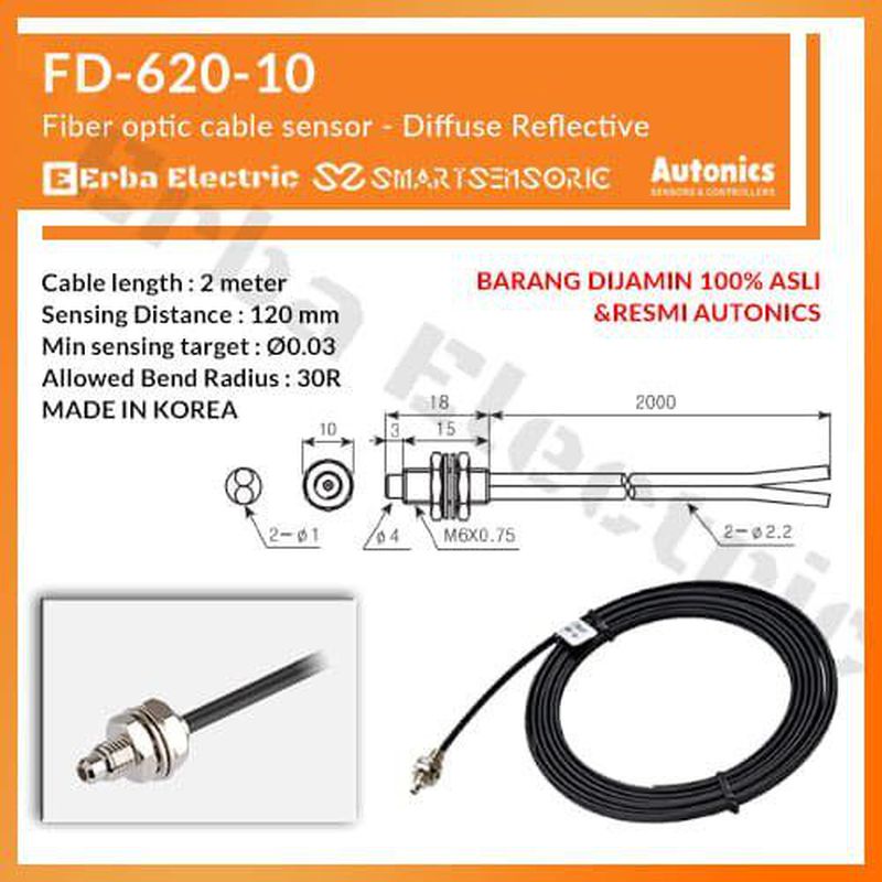 Autonics FD 620 10 kabel fiber optic