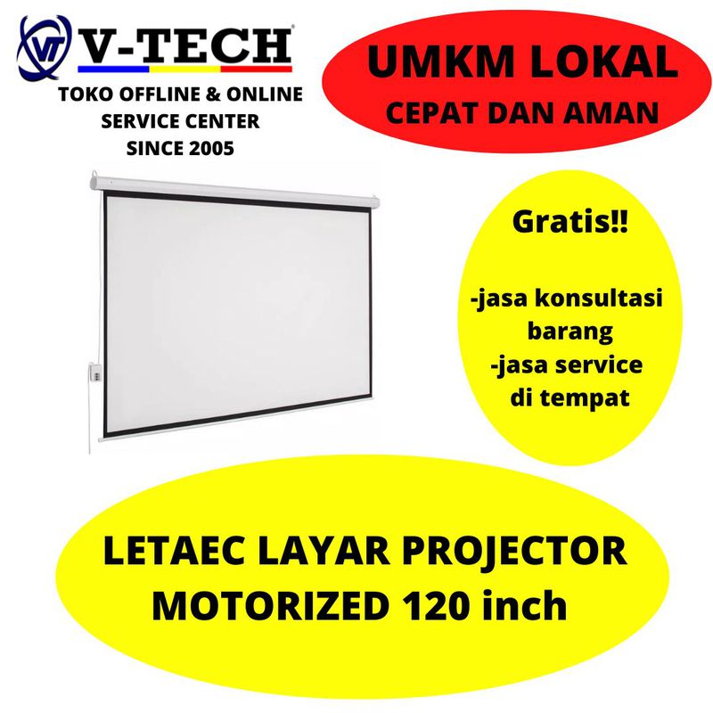 V-TECH LETAEC LAYAR PROJECTOR MOTORIZED 120 inch