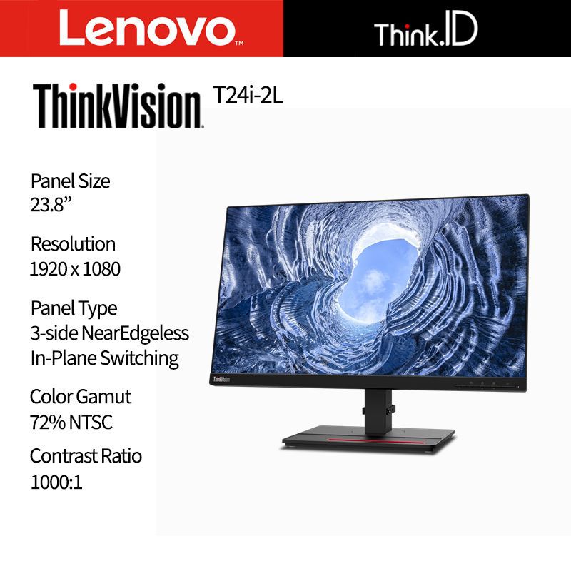 Monitor LED Lenovo ThinkVision T24i-2L 23.8"IPS 1920x1080 72% NTSC