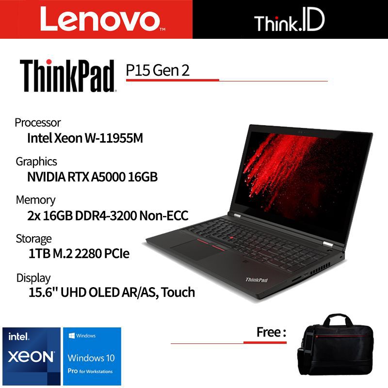 ThinkPad P15 G2 Xeon W-11955M 32GB 1TB A5000 15.6"UHD OLED Touch Win11 400