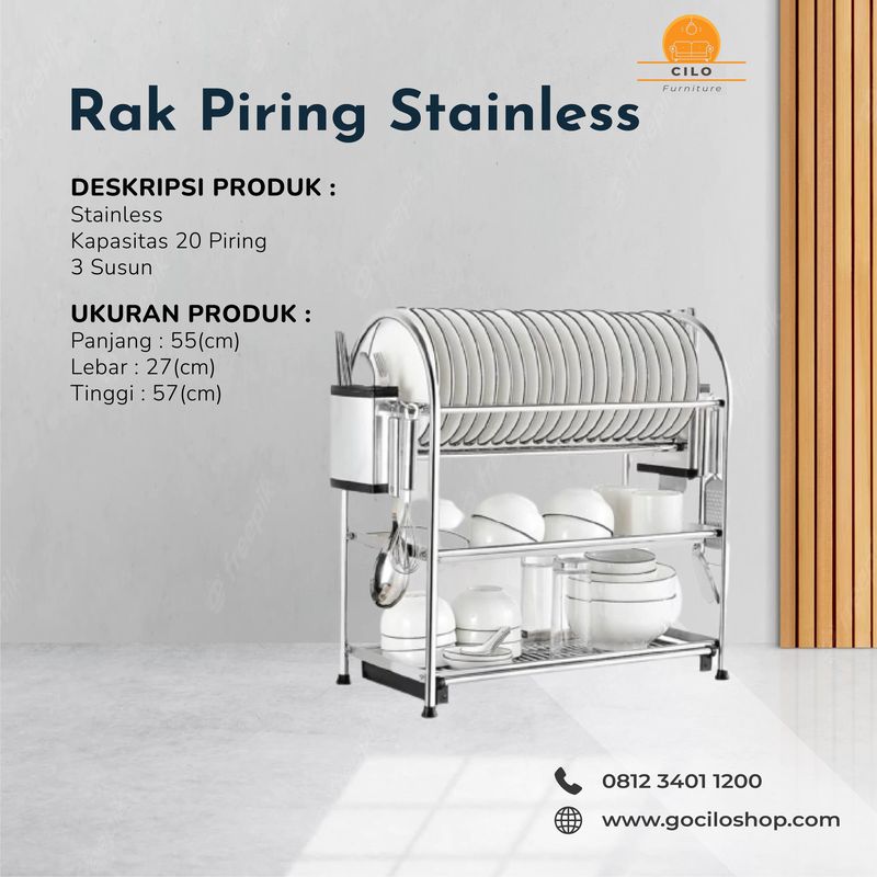 Rak Piring Stainless 3 Susun