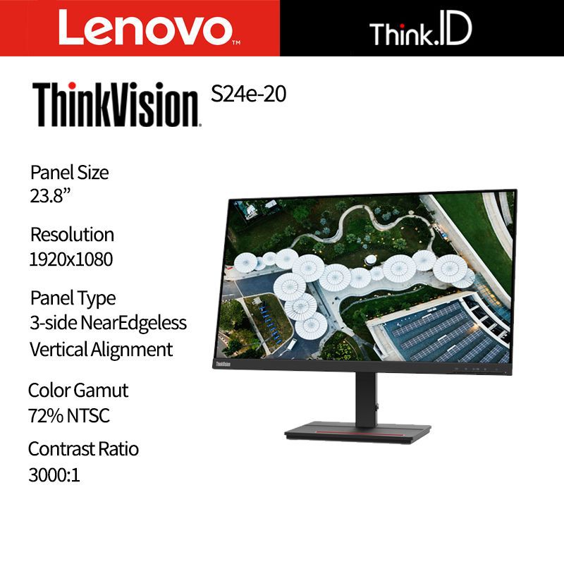 Monitor LED Lenovo ThinkVision S24e-20 23.8" 1920x1080 FHD 72%NTSC