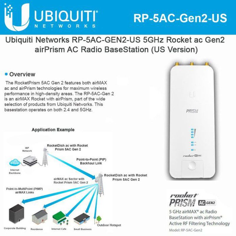 Ubiquiti RP-5AC-Gen2 Rocket PRISM 5GHz AC Gen2
