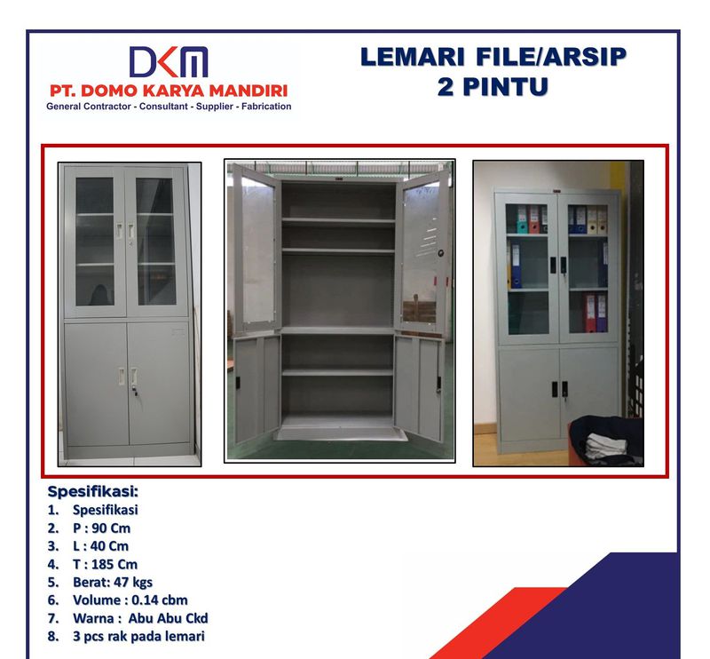 LEMARI FILE/ARSIP 2 PINTU 1/2 KACA
