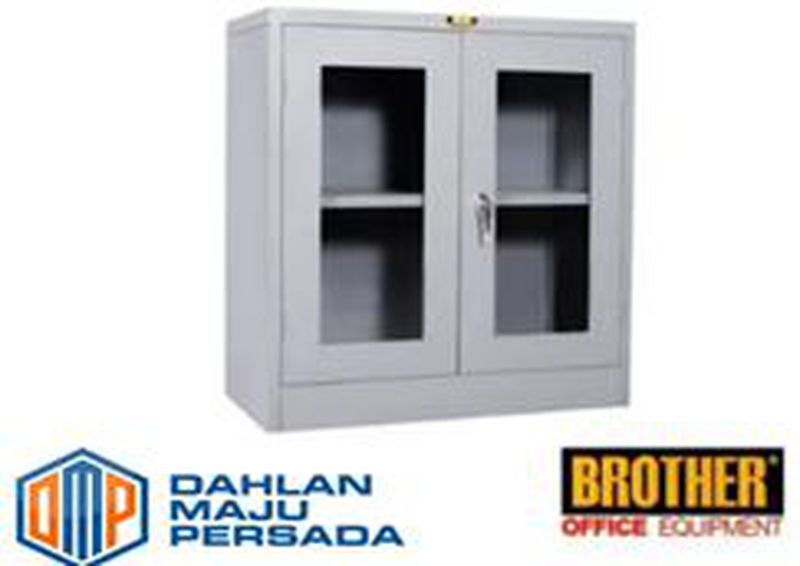 Almari Arsip 1/2 Tinggi (Rak 1 Lembar) Pintu Ayun Kaca Brother B-206G