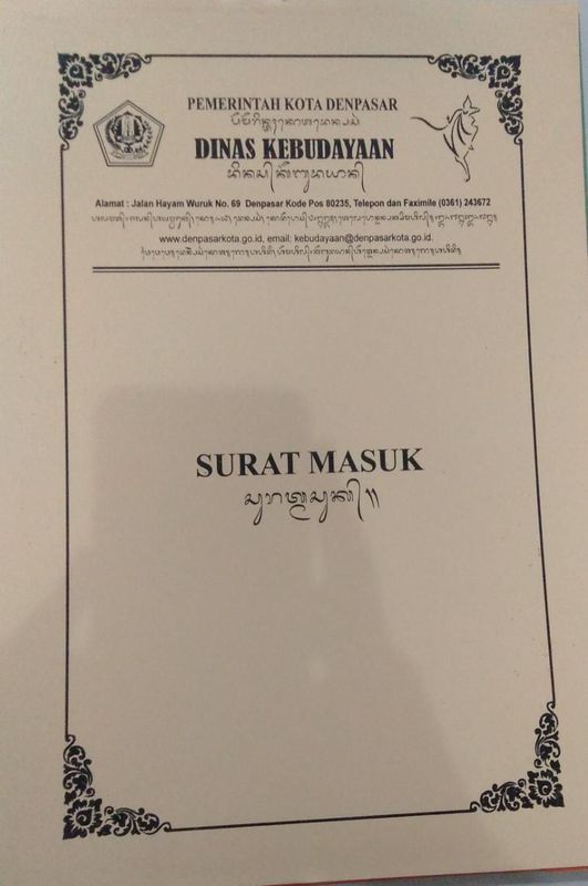 Cetak Map Kop OPD ( Map surat masuk ) dinas kebudayaan