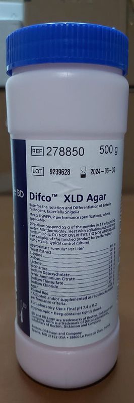 278850 BOTTLE XLD AGAR 500G DIFCO