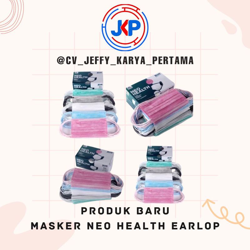 Masker Neo Health Earloop Medis 3 Ply Isi 50 Pcs Mix Warna Dalam 1 Box