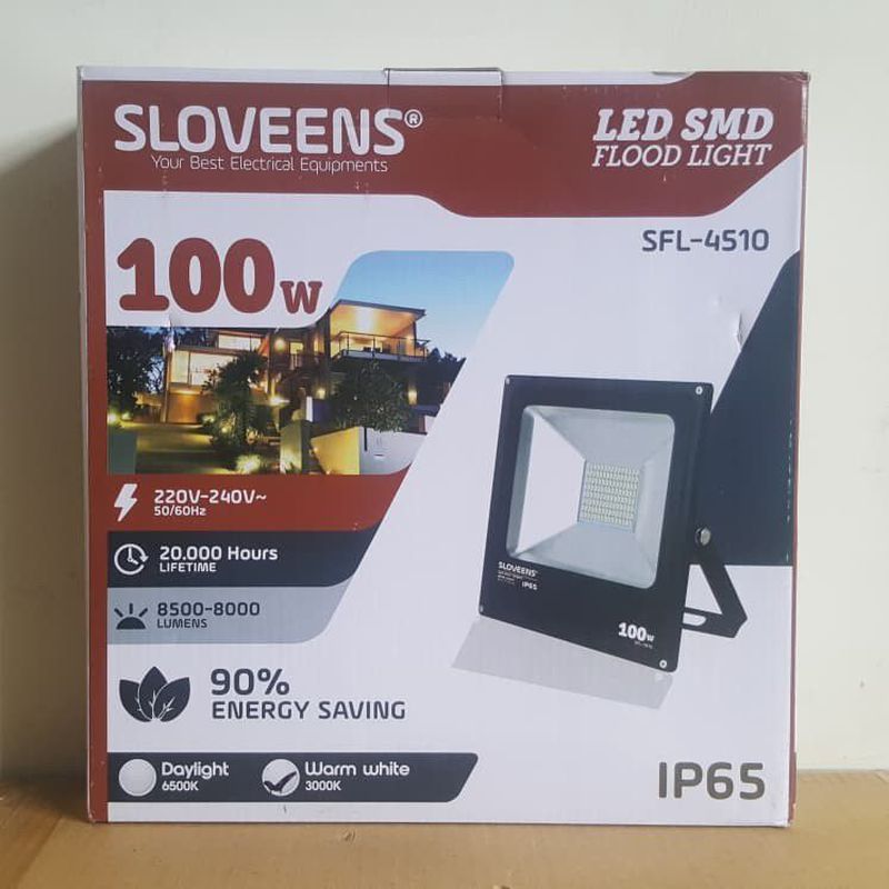 Lampu Sorot LED SMD SLOVEENS IP65 100 Watt SFL-4510 8500-8000 Lumens