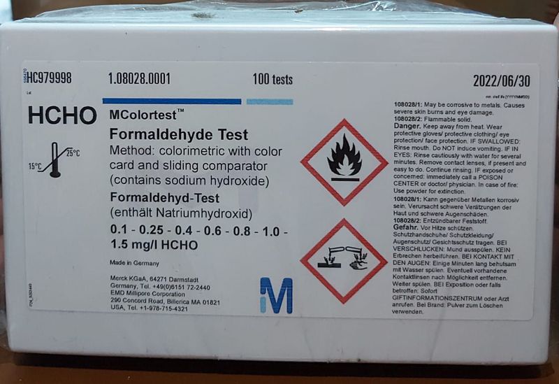 1.08028.0001 FORMALDEHYDE TEST 0.1 - 0.25 - 0.4 - 0.6 MERCK