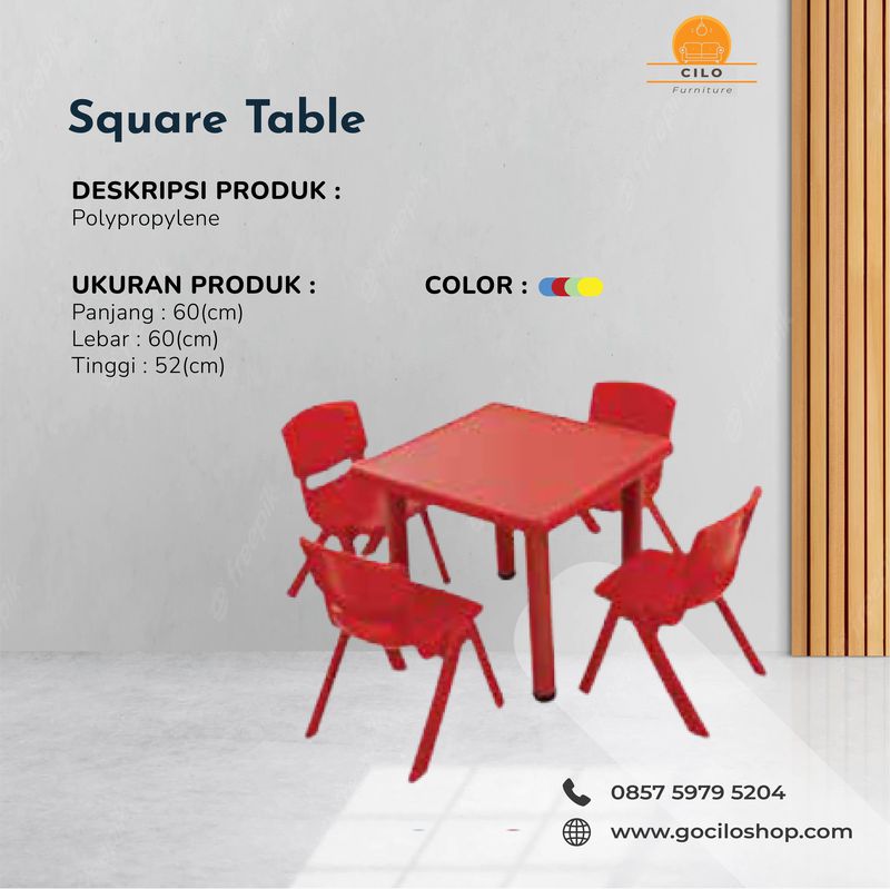 Square Table - Biru