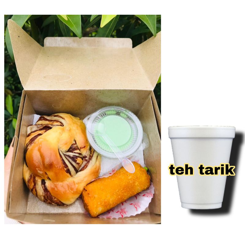 paket snack box + teh tarik panas