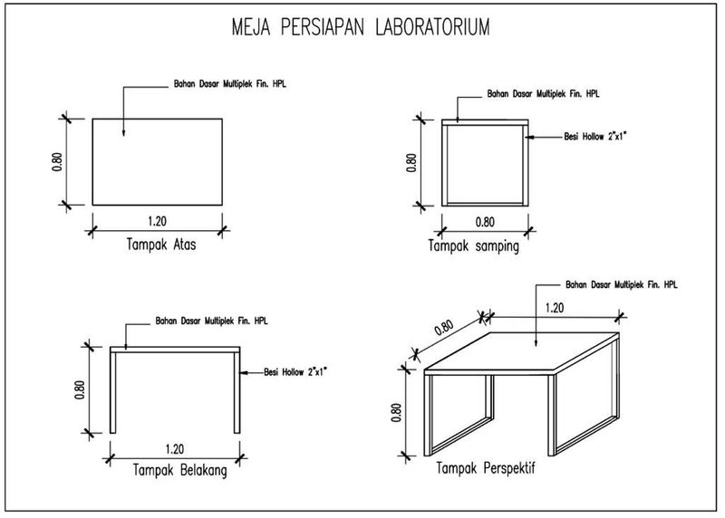 MEJA PERSIAPAN LABORATORIUM