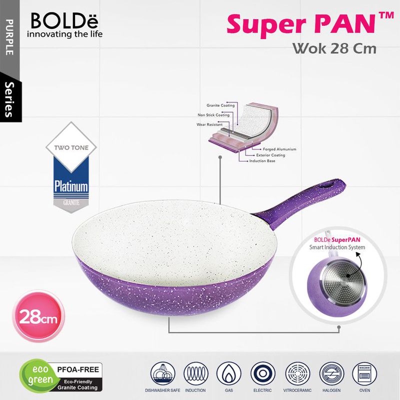BOLDe Super PAN - Wok Pan 28 Cm Purple Butterfly Series