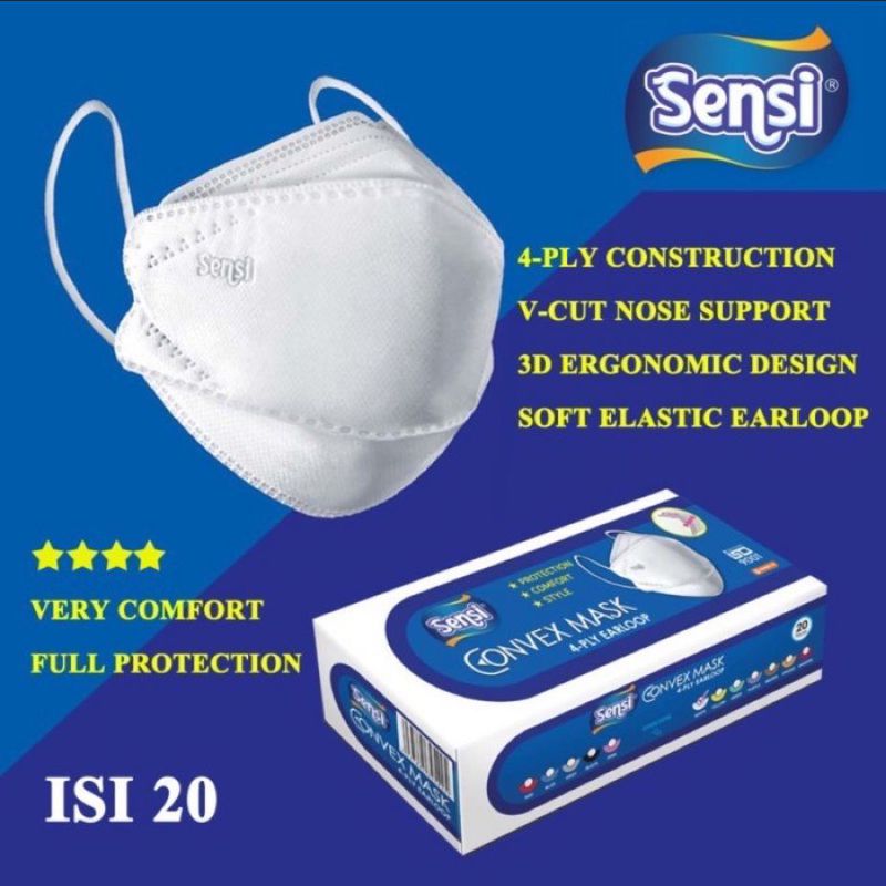 Masker SENSI Convex Mask 4-Ply Earloop White