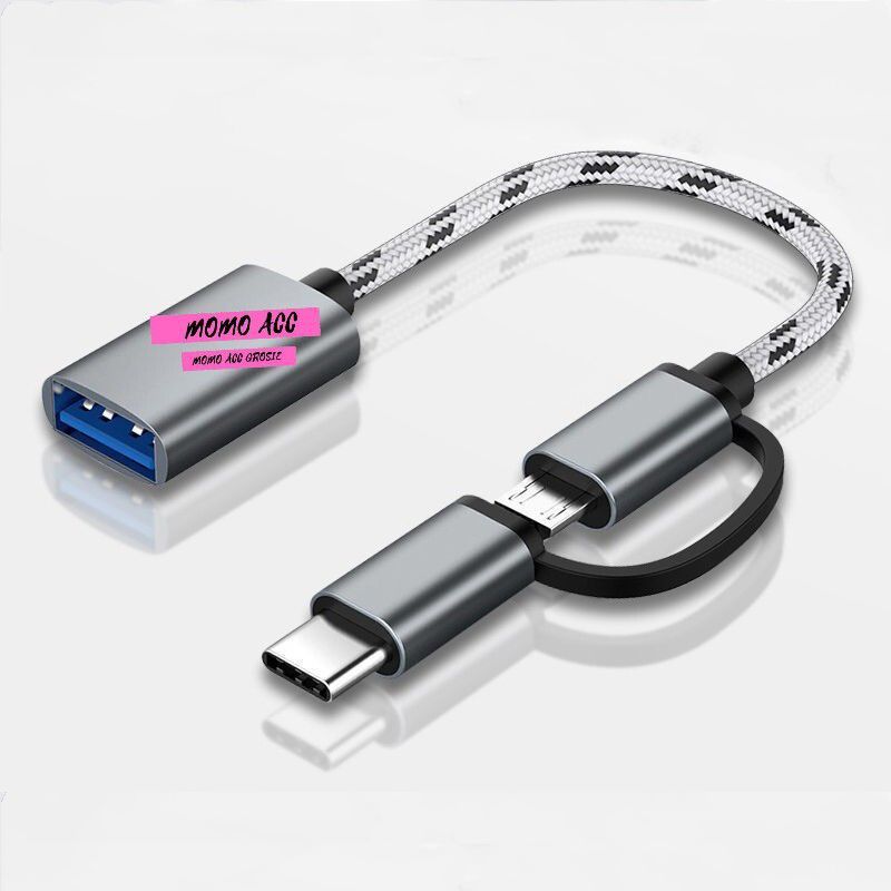 Kabel OTG 2in1 Multi Fungsi USB Micro dan Tipe C