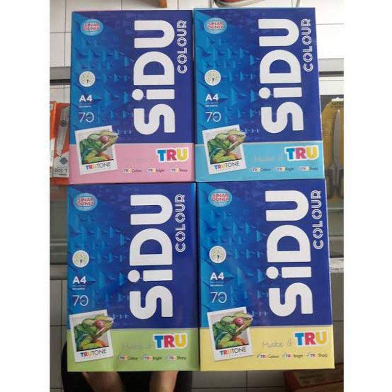 Kertas HVS Sidu F4 70gram Warna Biru , Hijau , Kuning , Merah