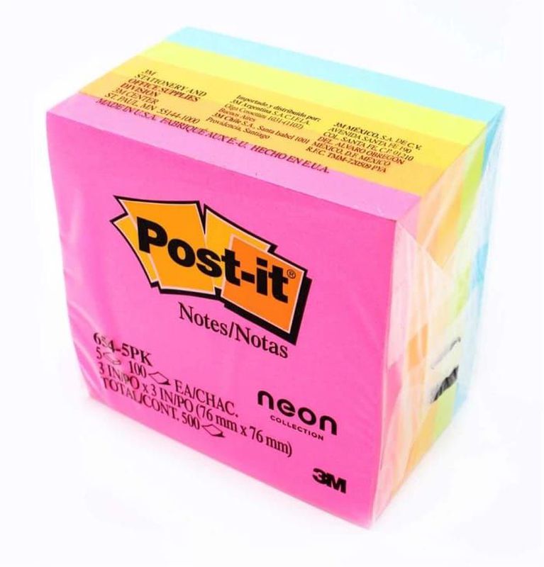 Post it 654 3-5PK-Neon Colours 3M
