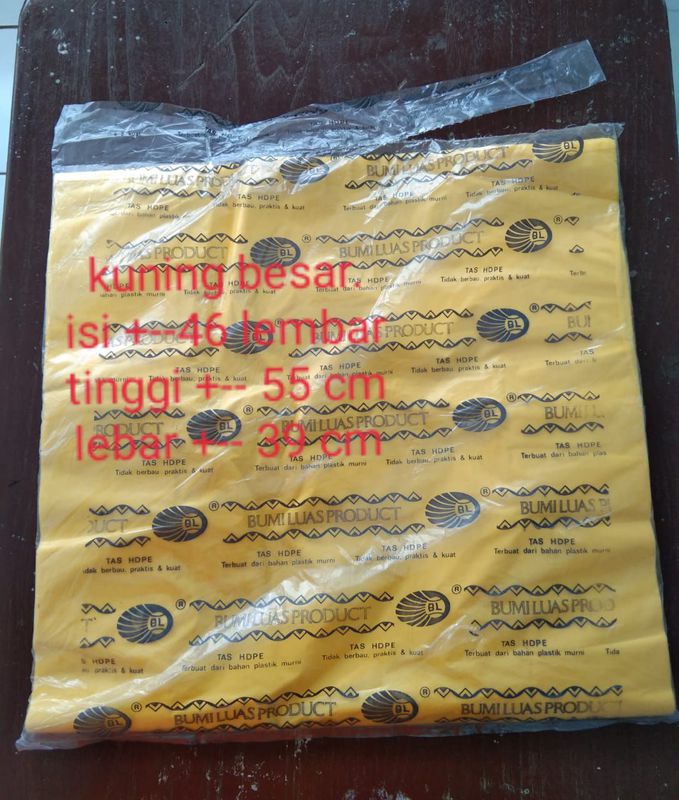 PLASTIK SAMPAH KUNING.BESAR.isi +-46 lembar TINGGI +-54 cm lebar +-39 ...