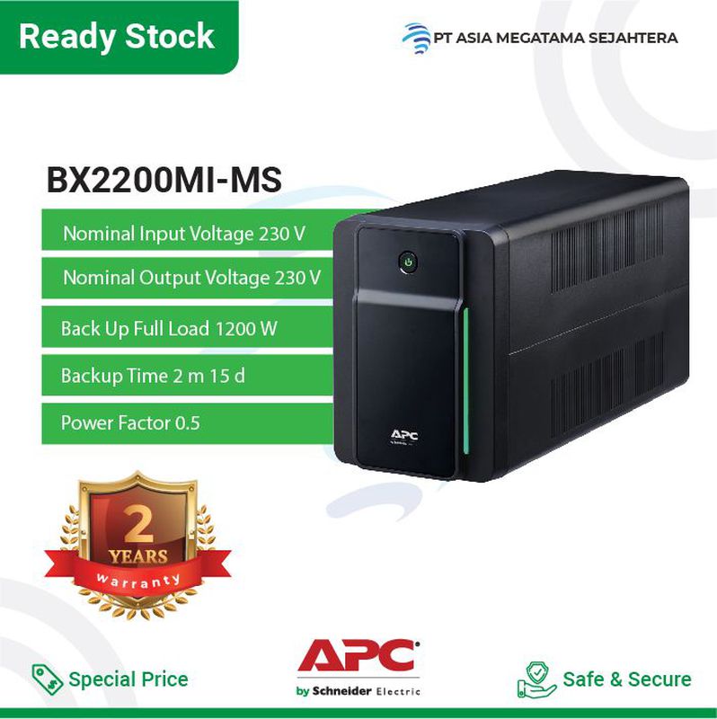 APC BX2200MI-MS, Back-UPS 2200VA, 230V, AVR, Universal Sockets