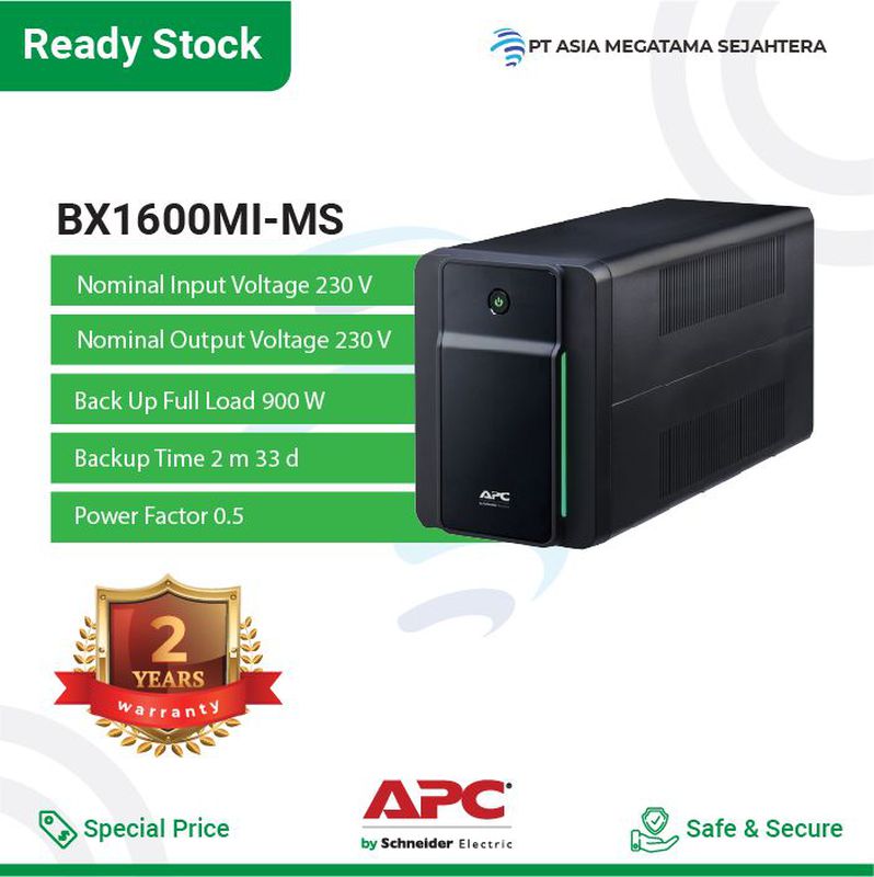 APC BX1600MI-MS , Back-UPS 1600VA, 230V, AVR, Universal Sockets
