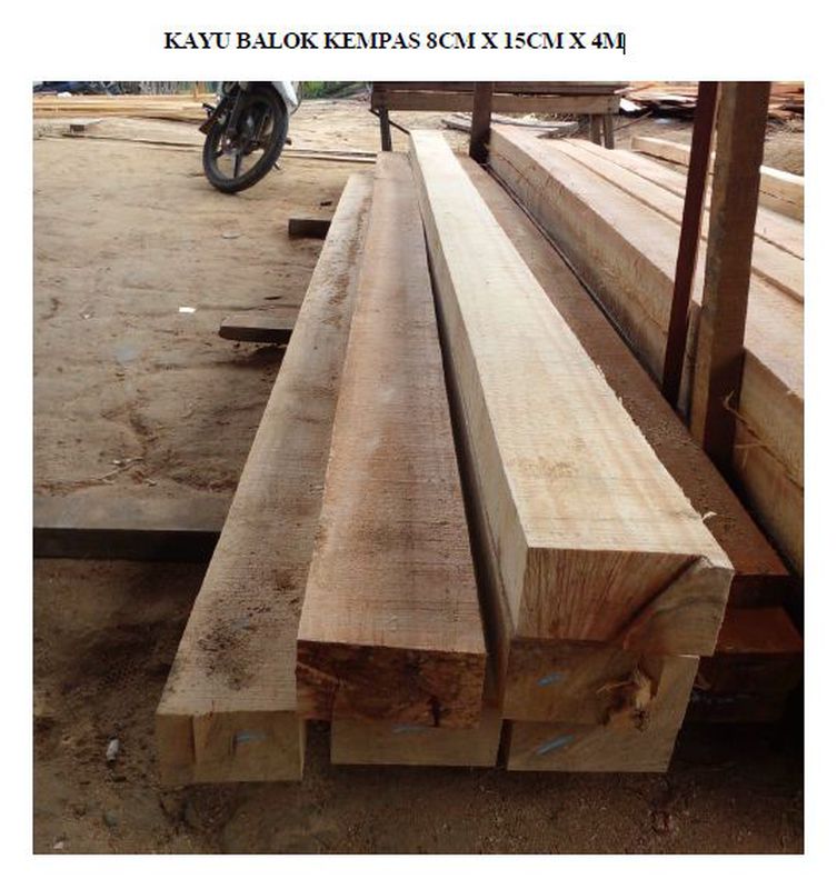 Kayu Balok kempas 8cm x 15cm x 4m per kubik