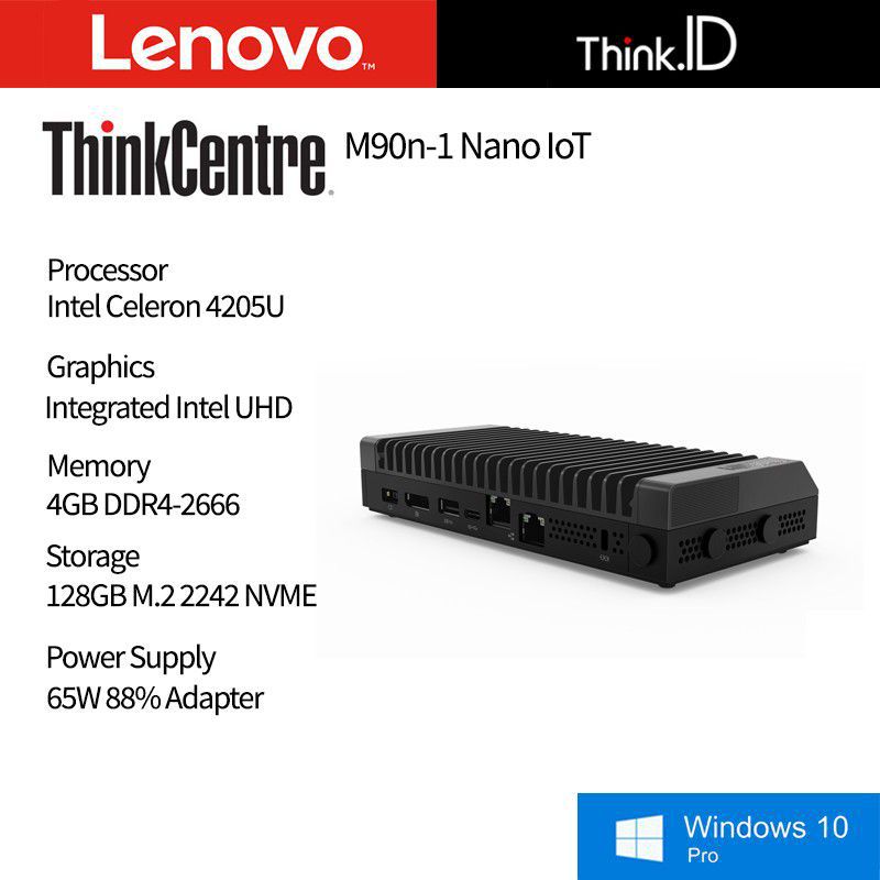 LENOVO ThinkCentre M90n Celeron 4205U 4GB 128GB NVMe Win10 Pro 700