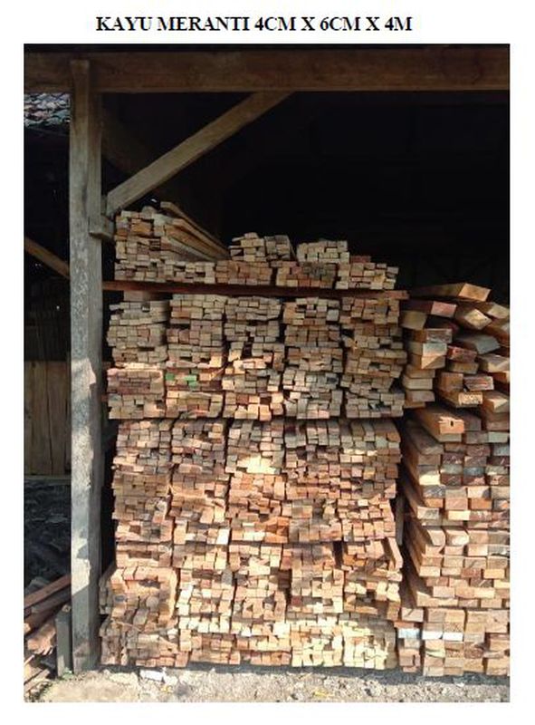 Kayu meranti 4cm x 6cm x 4m perbatang