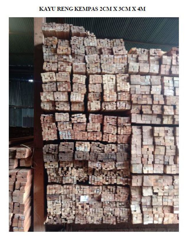 Kayu Reng Kempas 2cm x 3cm x 4m per ikat (25 batang)