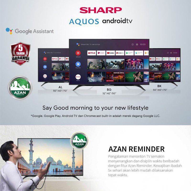 LED TV SHARP 42 inch 2T-C42BG1i Android Smart Digital FULL HD