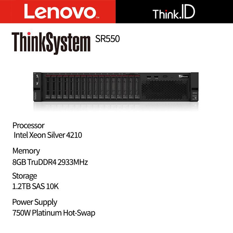 Server Lenovo ThinkSystem SR550 Xeon Silver 4210 8GB 1.2TB SAS 10K 6SG
