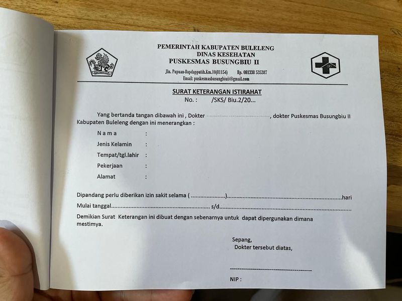 Blangko Surat Keterangan Sakit