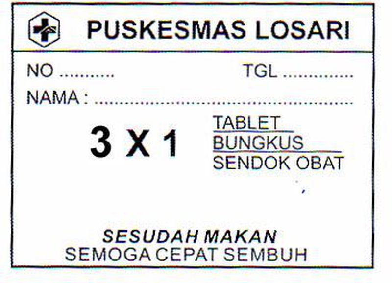 cetak etiket 3x1 sesudah makan, ukuran 6cm x 4 cm