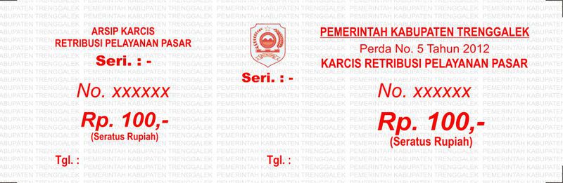 Karcis Retribusi Pelayanan Pasar - Biru - Hitam
