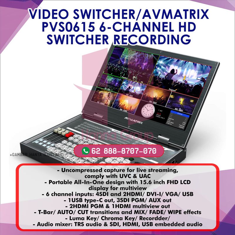 Video Mixer Portable AVMATRIX PVS0615 with Recorder Battery + Charger
