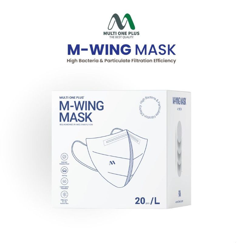 Masker M-Wing Earloop Multi One Plus Premium Mask 4 Ply - 20 Pcs