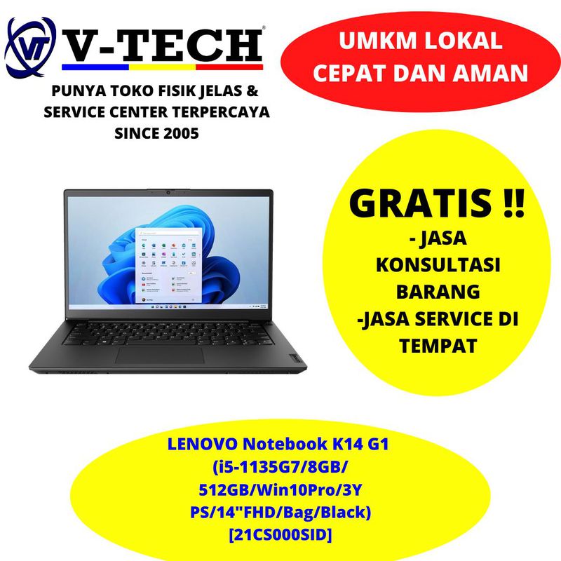 V-TECH LENOVO Notebook K14 G1 (i5-1135G7/8GB/512GB/Win10Pro/3Y PS/14
