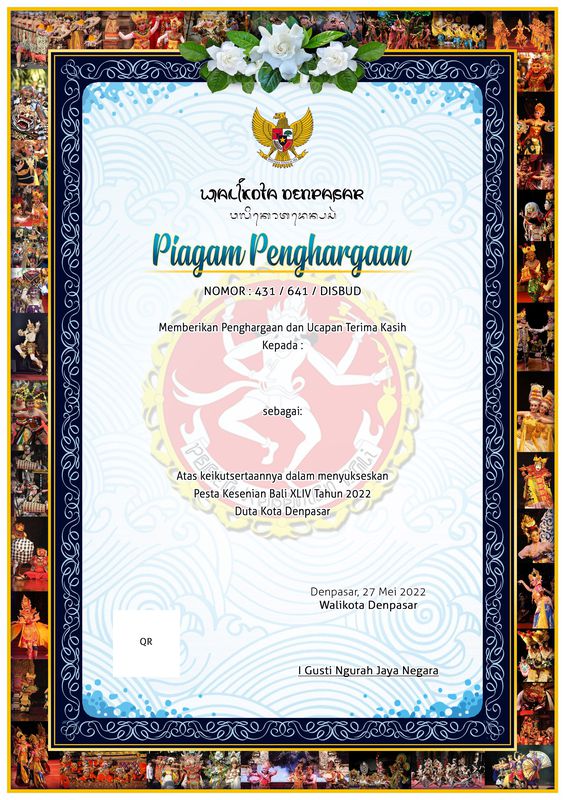 Piagam / Sertifikat Penghargaan - A3