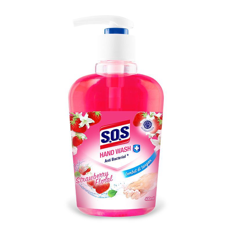 HAND WASH S.O.S STRAWBERRY FLORAL BTL 400ML