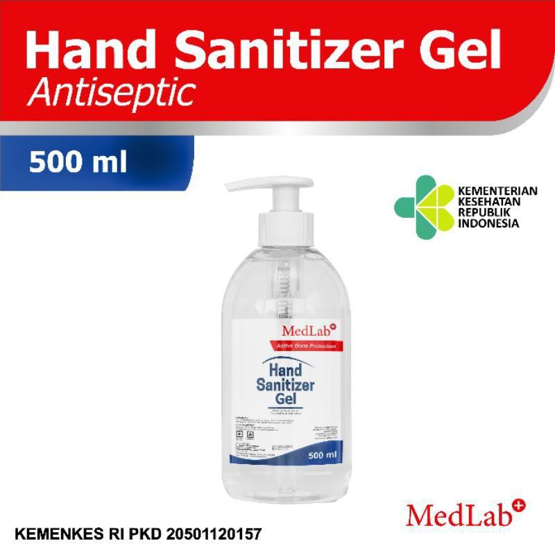 HAND SANITIZER GEL ANTISEPTIC MEDLAB IJIN KEMENKES 500 ML GROSIR