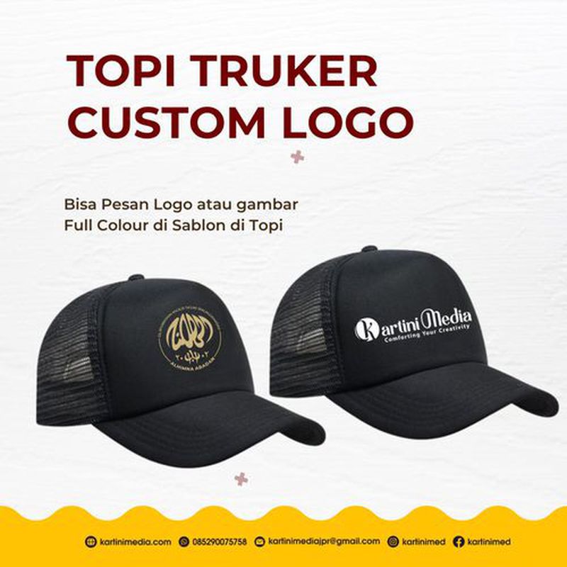 Topi Trucker Custom Logo atau Gambar