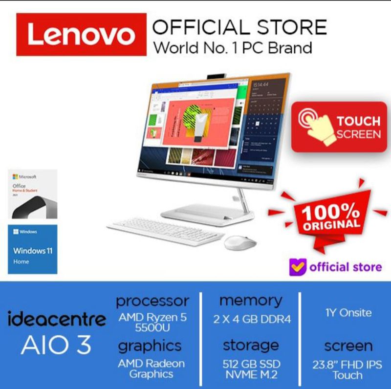 Komputer LENOVO IDEACENTER AIO3 Touch Screen Layar Sentuh