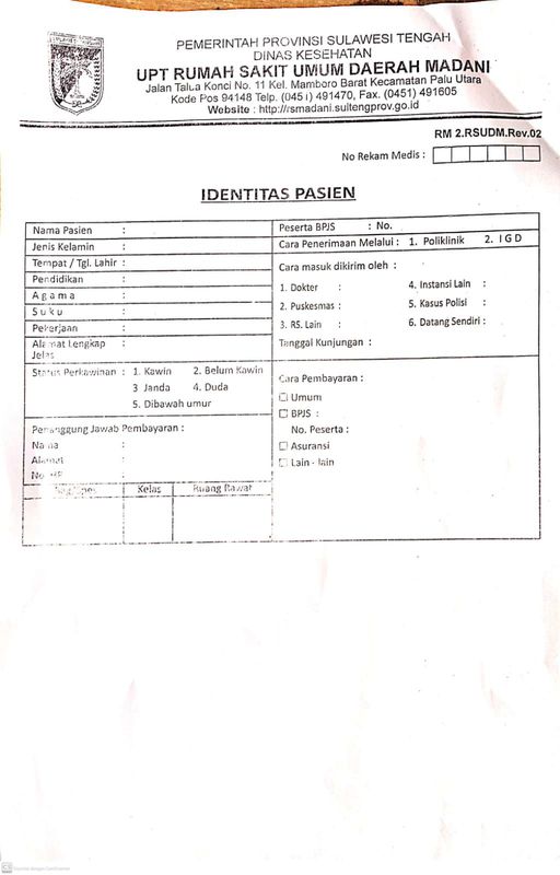 cetakan identitas pasien