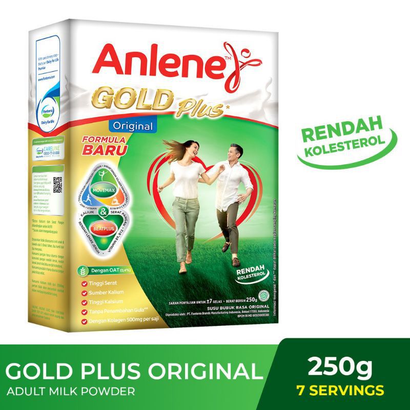 Anlene Gold Plus 5x Hi-Calcium Vanila dan Original 250 gr