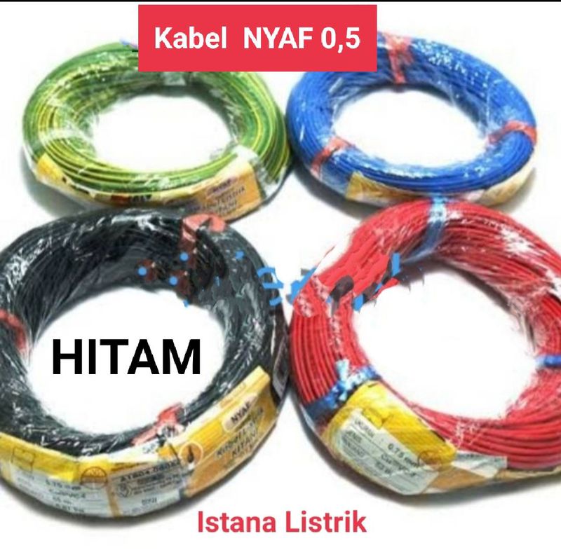 Kabel NYAF 0,5mm, 50 meter, Hitam