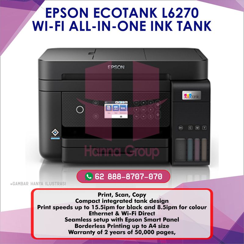 EPSON ECOTANK L6270 A4 WI-FI DUPLEX ALL-IN-ONE INK TANK PRINTER WITH ADF
