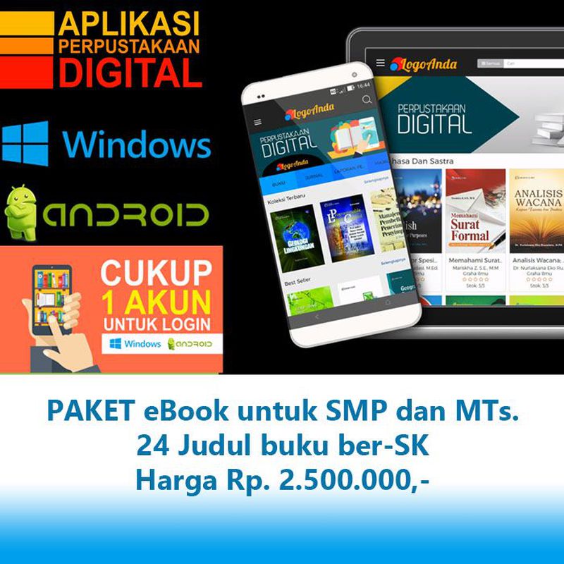 Paket eBook 24 Judul Rp. 2.500.000,- (Perpustakaan Digital) SMP & MTs.